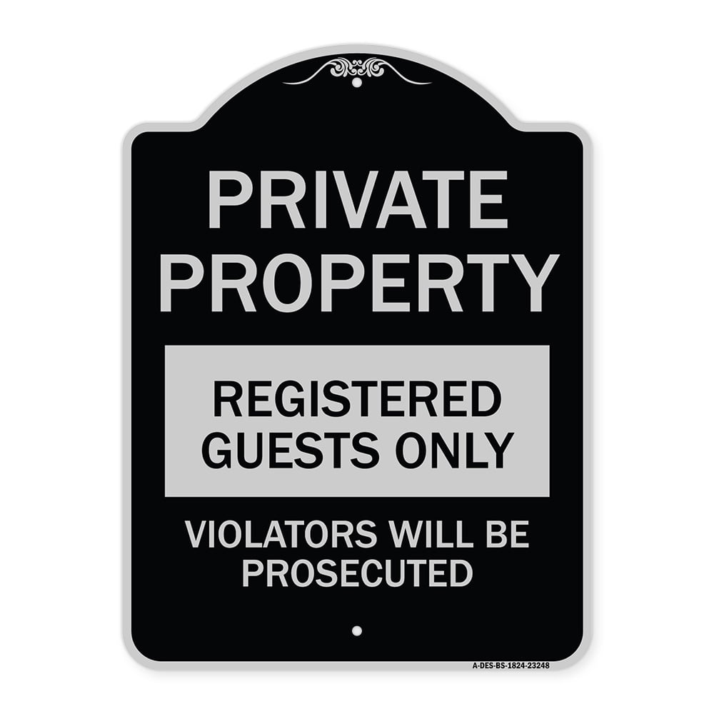 SignMission Designer Series Sign - Private Property Registered Guests ...