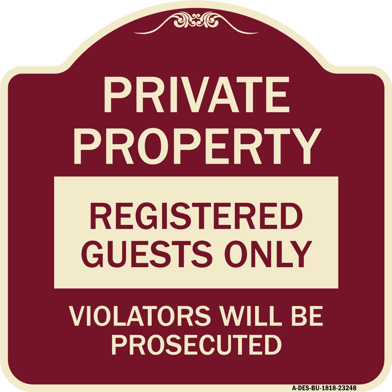 SignMission Designer Series Sign - Private Property Registered Guests ...