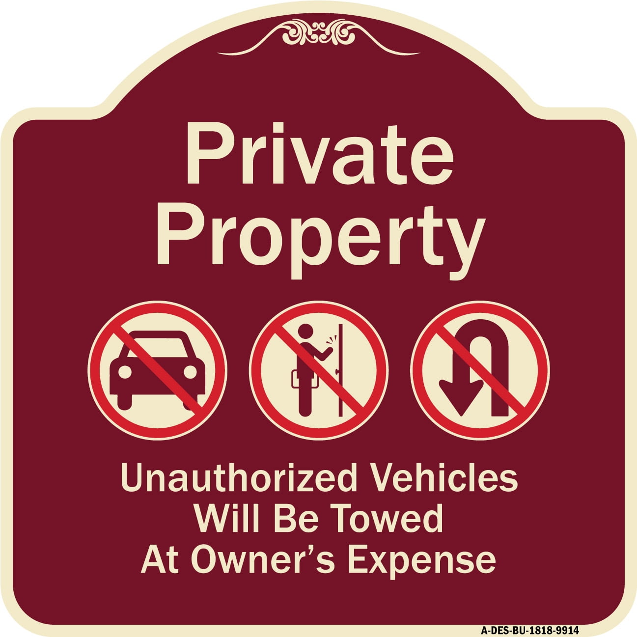 SignMission Designer Series Sign - Private Property Unauthorized ...