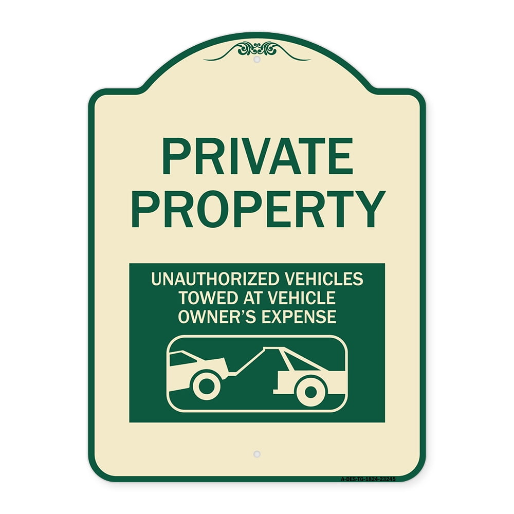 SignMission Designer Series Sign - Private Property Unauthorized ...