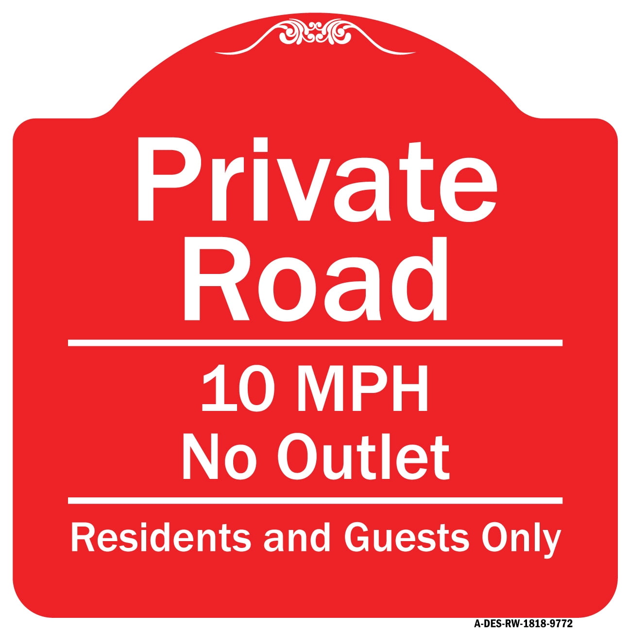 SignMission Designer Series Sign - Private Road 10 Mph No Outlet ...
