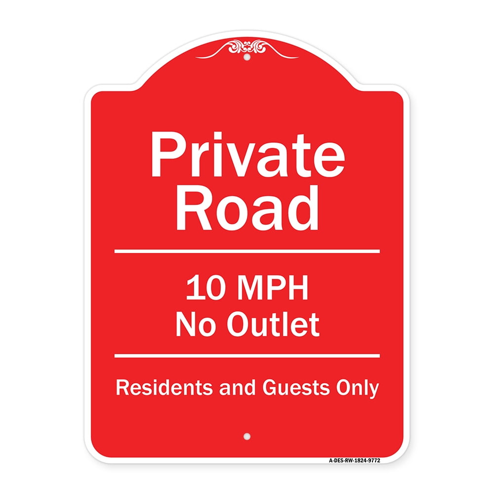 SignMission Designer Series Sign - Private Road 10 Mph No Outlet ...