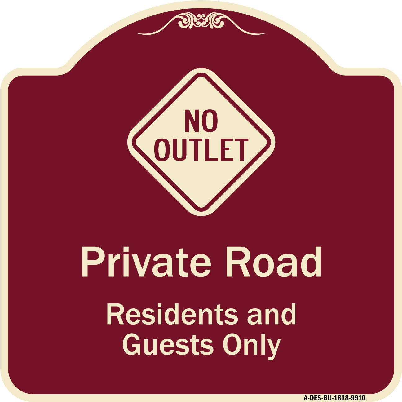 SignMission Designer Series Sign - Private Road Residents And Guests ...