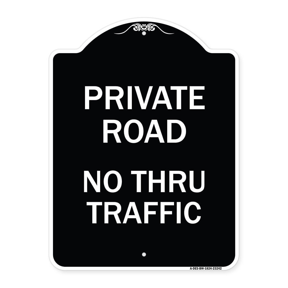 SignMission Designer Series Sign - Private Road No Thru Traffic Sign ...