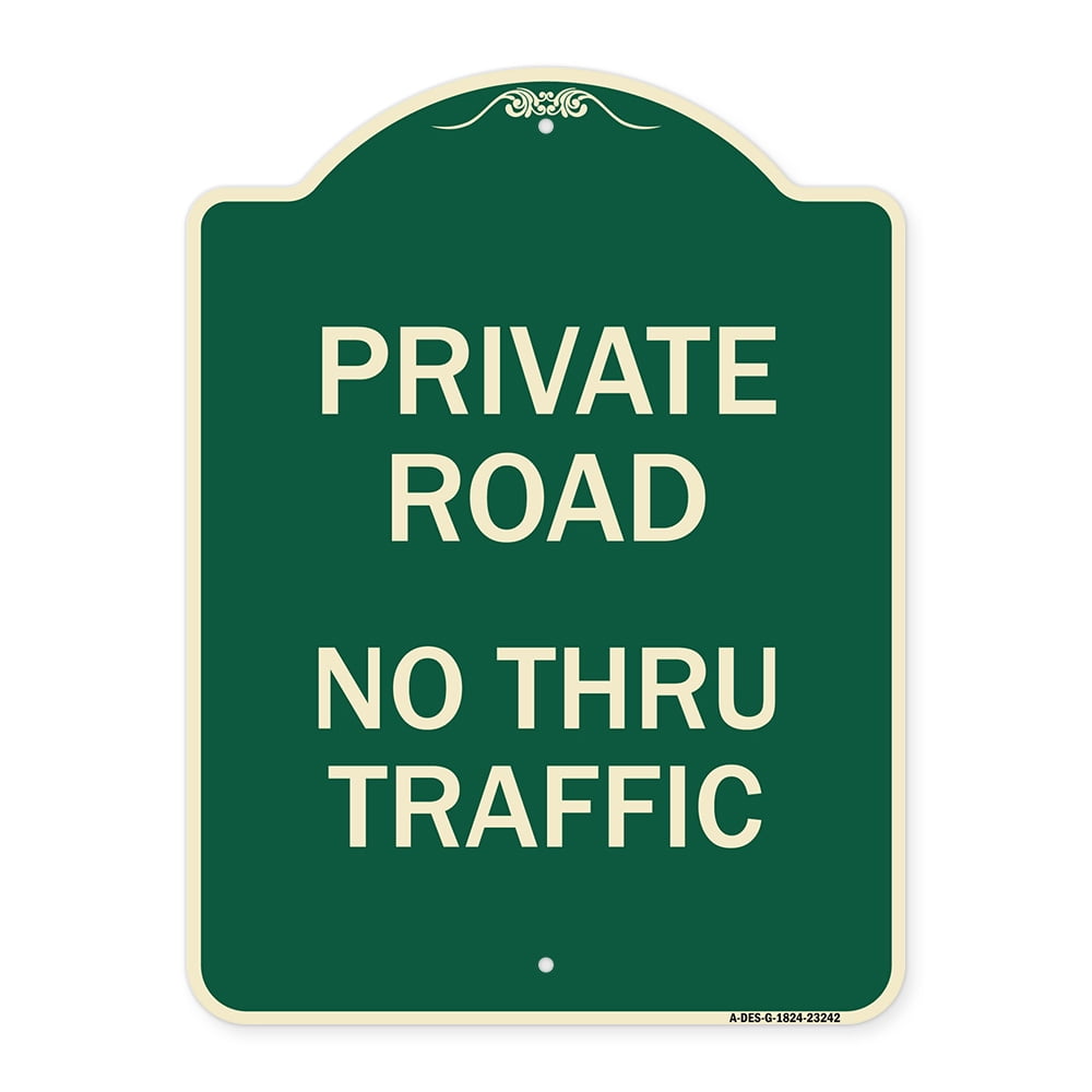 SignMission Designer Series Sign - Private Road No Thru Traffic Sign ...