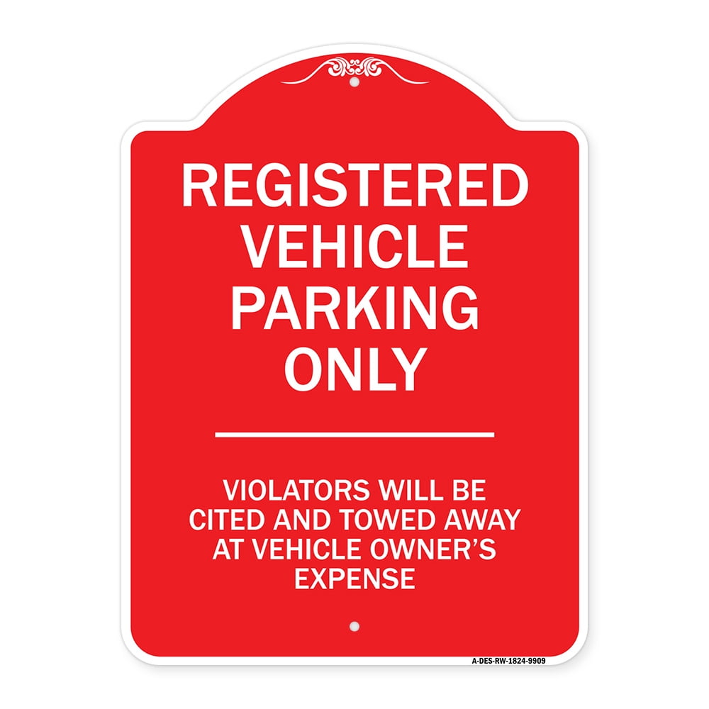 SignMission Designer Series Sign - Registered Vehicle Parking Only ...