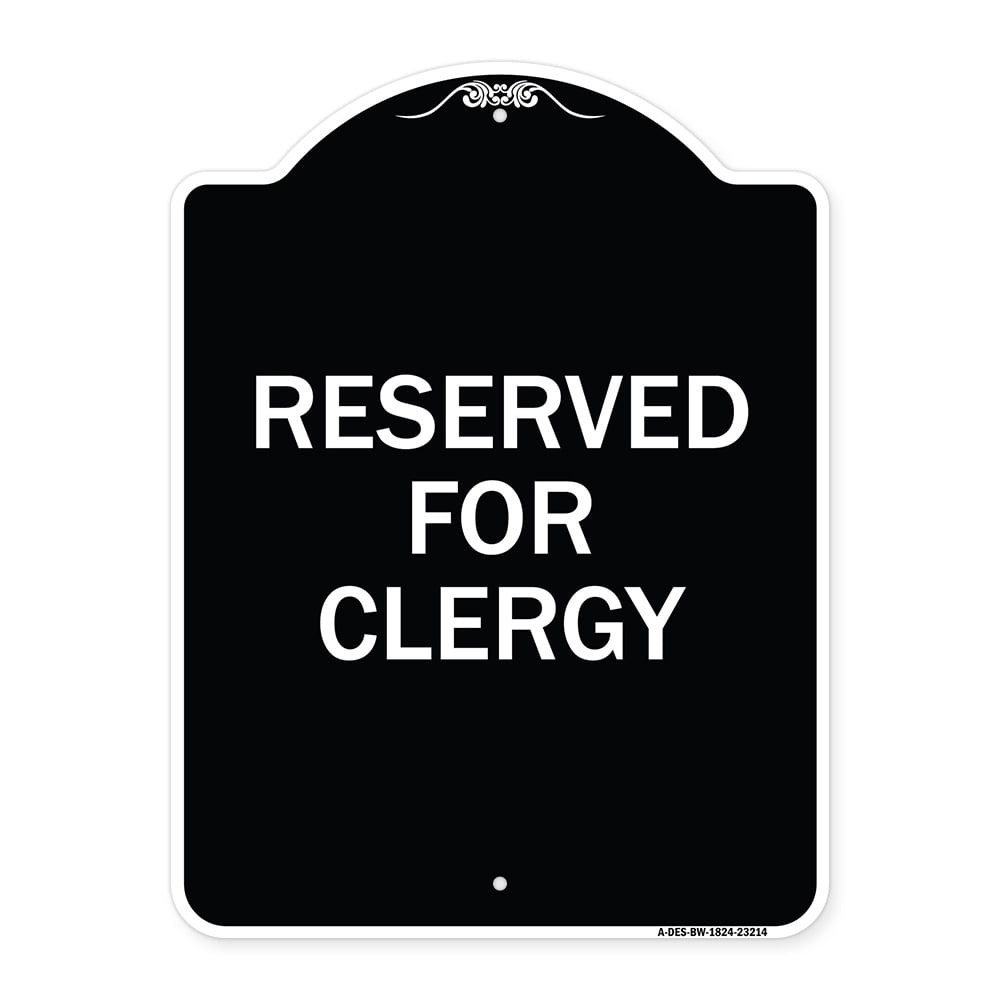 SignMission Designer Series Sign - Reserved for Clergy | Black & White ...