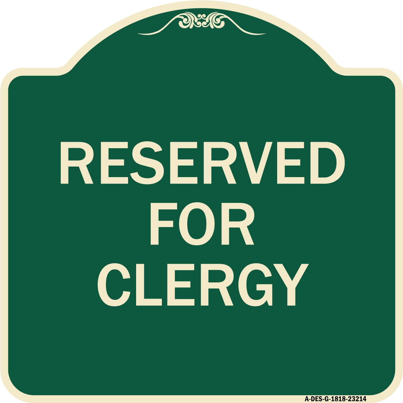 SignMission Designer Series Sign - Reserved for Clergy | Green & Tan 18 ...