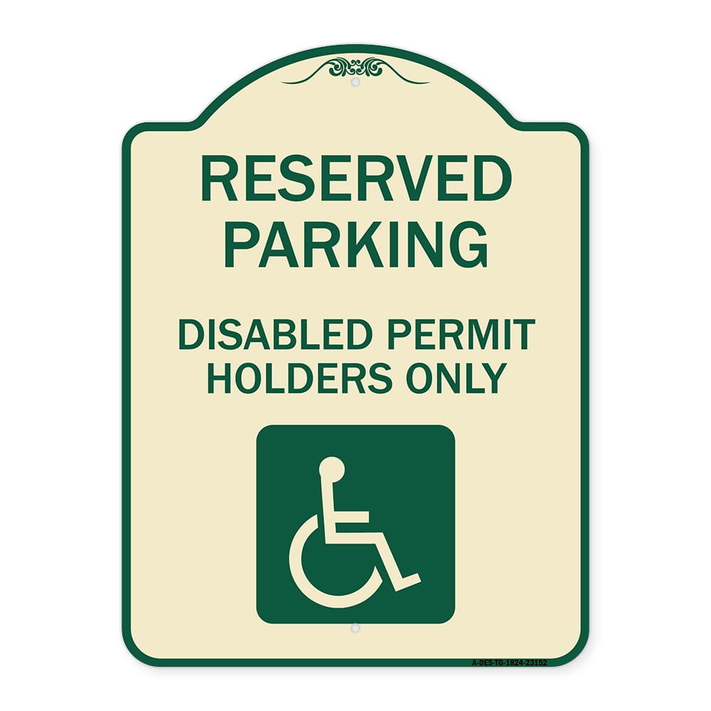 SignMission Designer Series Sign - Reserved Parking - Disabled Permit ...