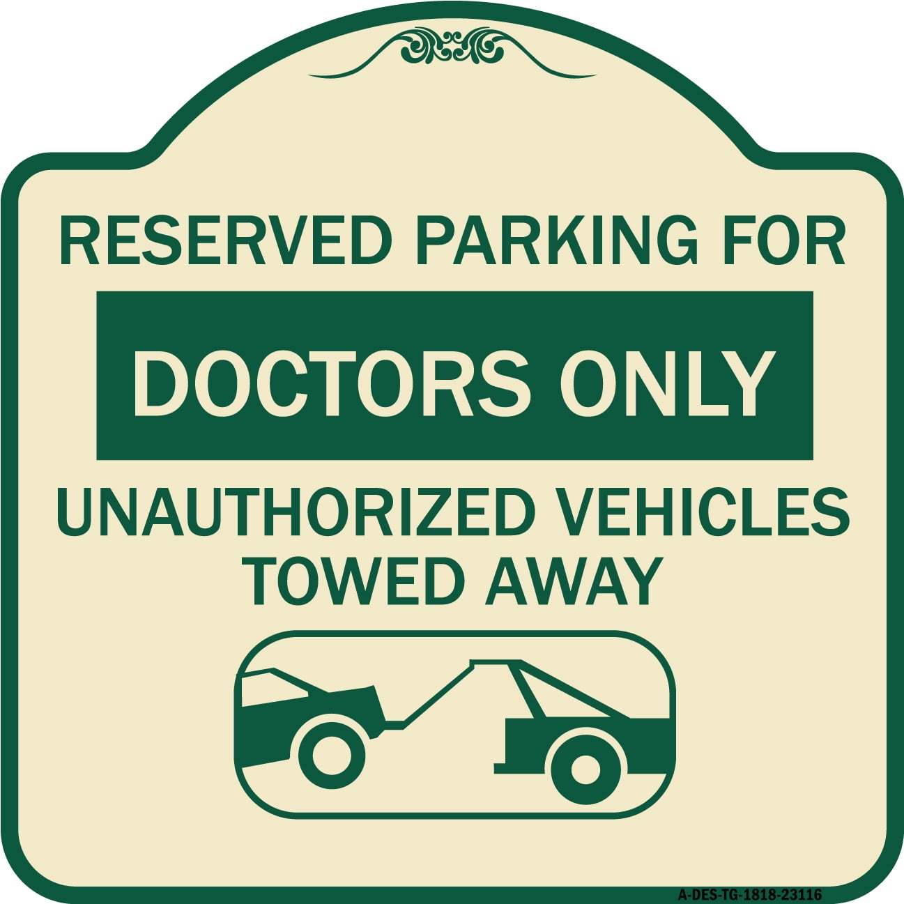 SignMission Designer Series Sign - Reserved Parking for Doctors Only ...