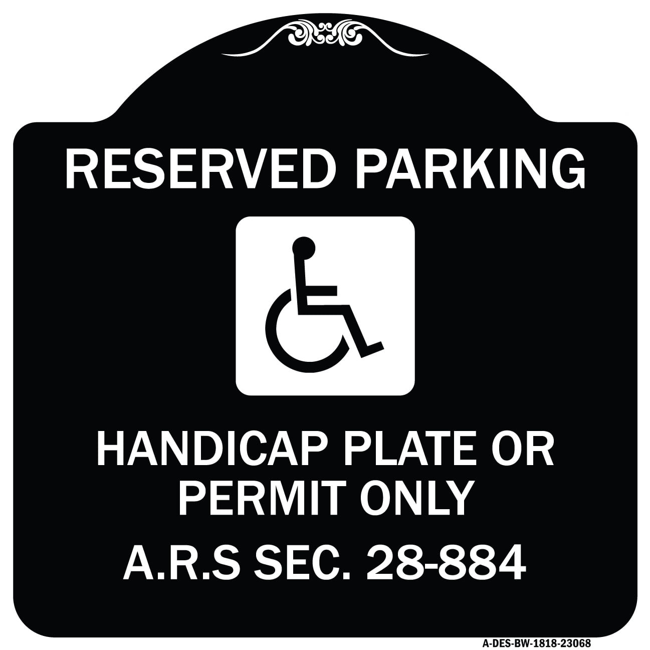 SignMission Designer Series Sign - Reserved Parking Handicap Plate or ...