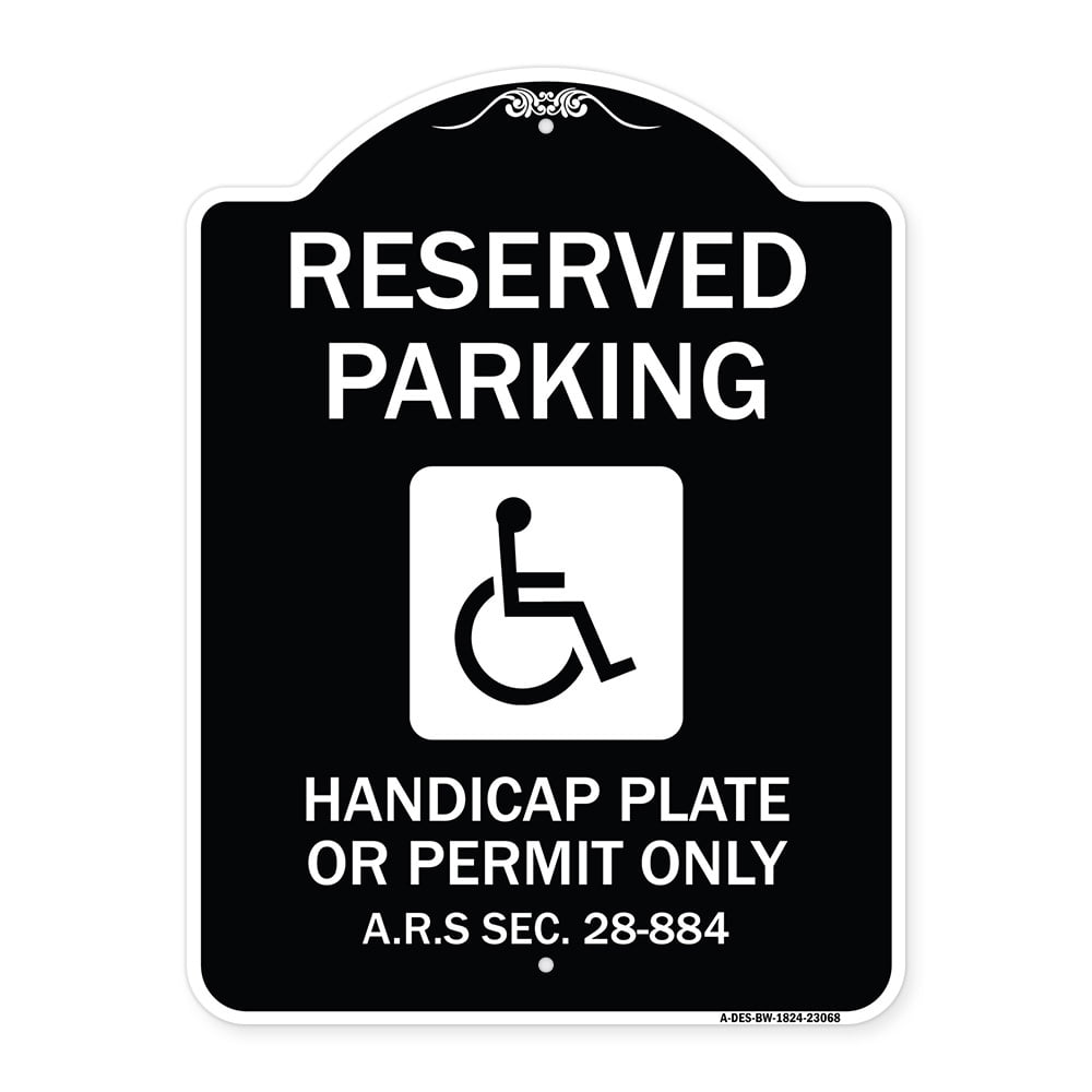 SignMission Designer Series Sign - Reserved Parking Handicap Plate or ...