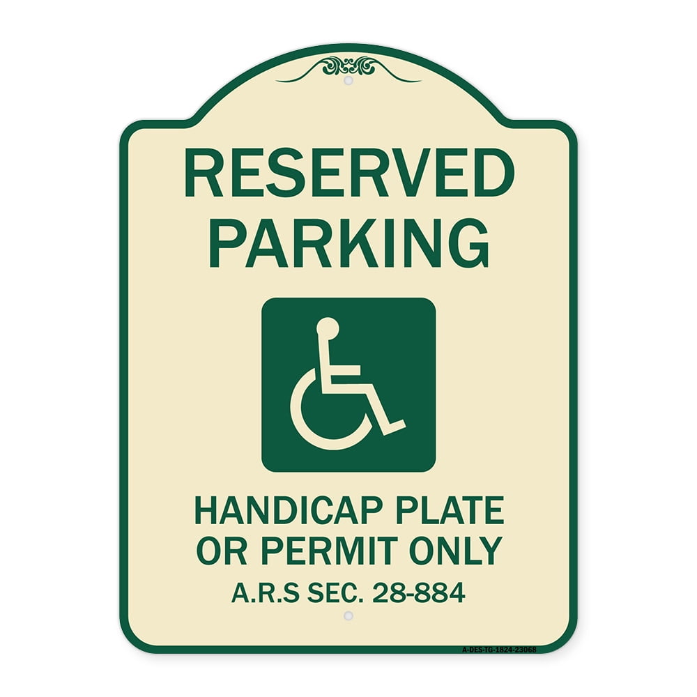 SignMission Designer Series Sign - Reserved Parking Handicap Plate or ...