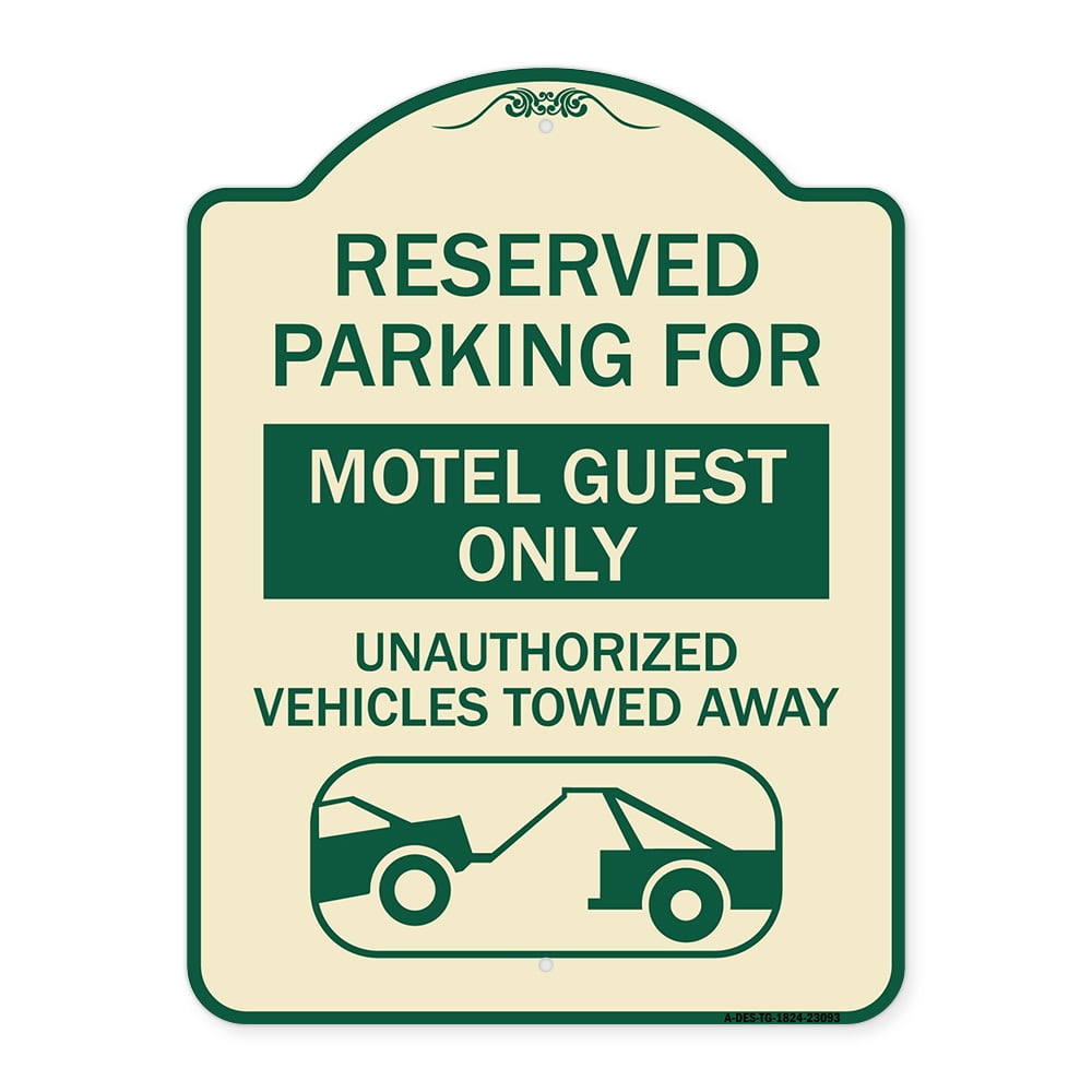 SignMission Designer Series Sign - Reserved Parking for Motel Guest ...