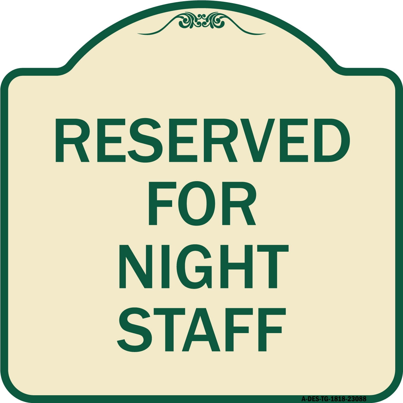 SignMission Designer Series Sign - Reserved Parking for Night Staff ...