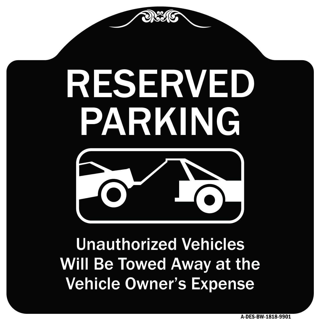 SignMission Designer Series Sign - Reserved Parking Unauthorized ...