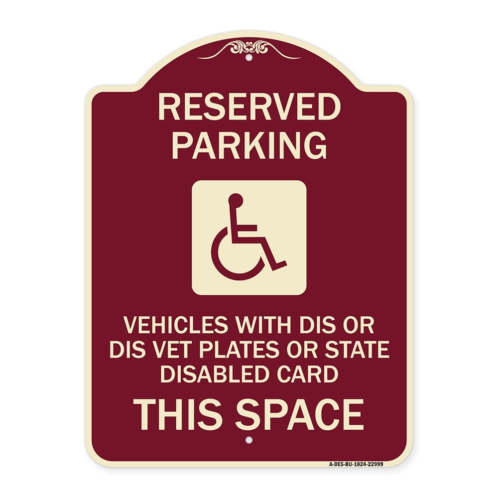 SignMission Designer Series Sign - Reserved Parking Vehicles with Dis ...
