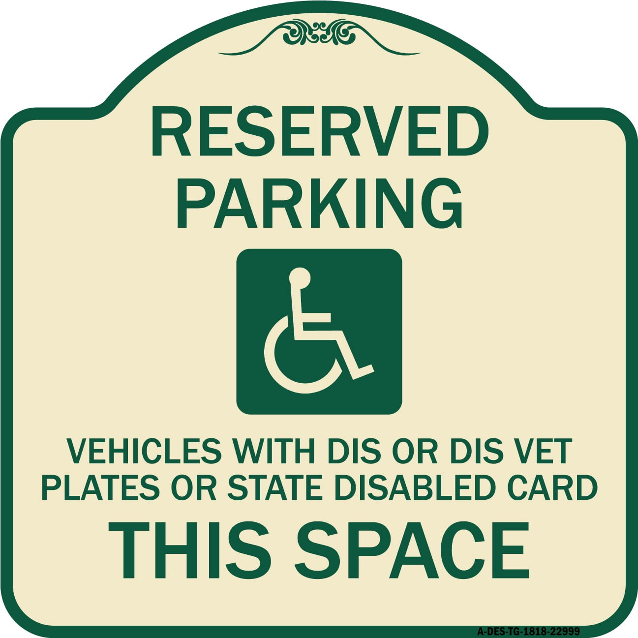 SignMission Designer Series Sign - Reserved Parking Vehicles with Dis ...