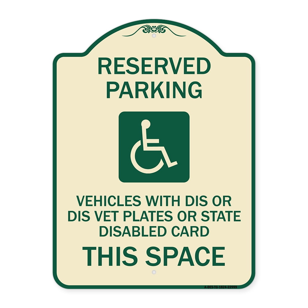 SignMission Designer Series Sign - Reserved Parking Vehicles with Dis ...