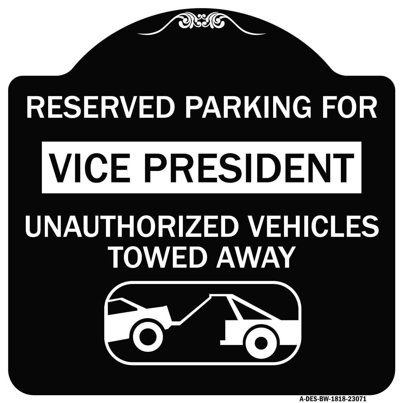 SignMission Designer Series Sign - Reserved Parking for Vice President ...