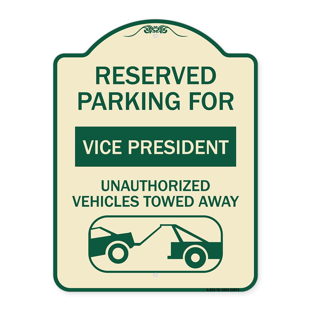 SignMission Designer Series Sign - Reserved Parking for Vice President ...