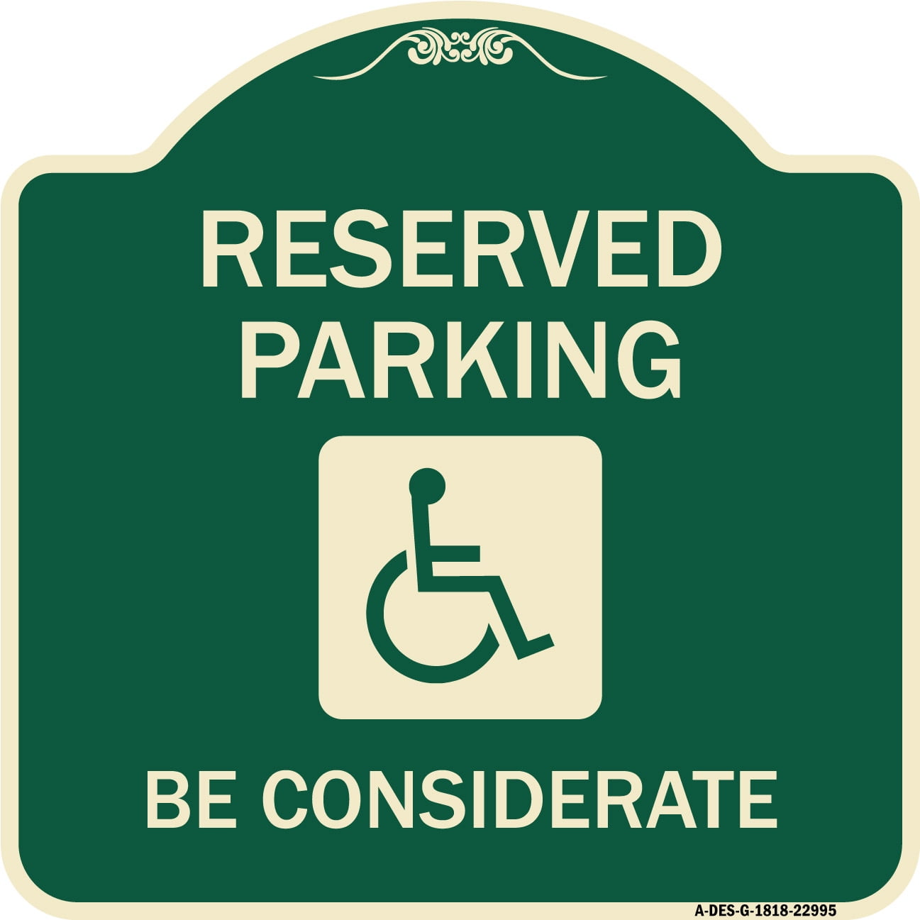 SignMission Designer Series Sign - Reserved Parking - (With Handicap ...