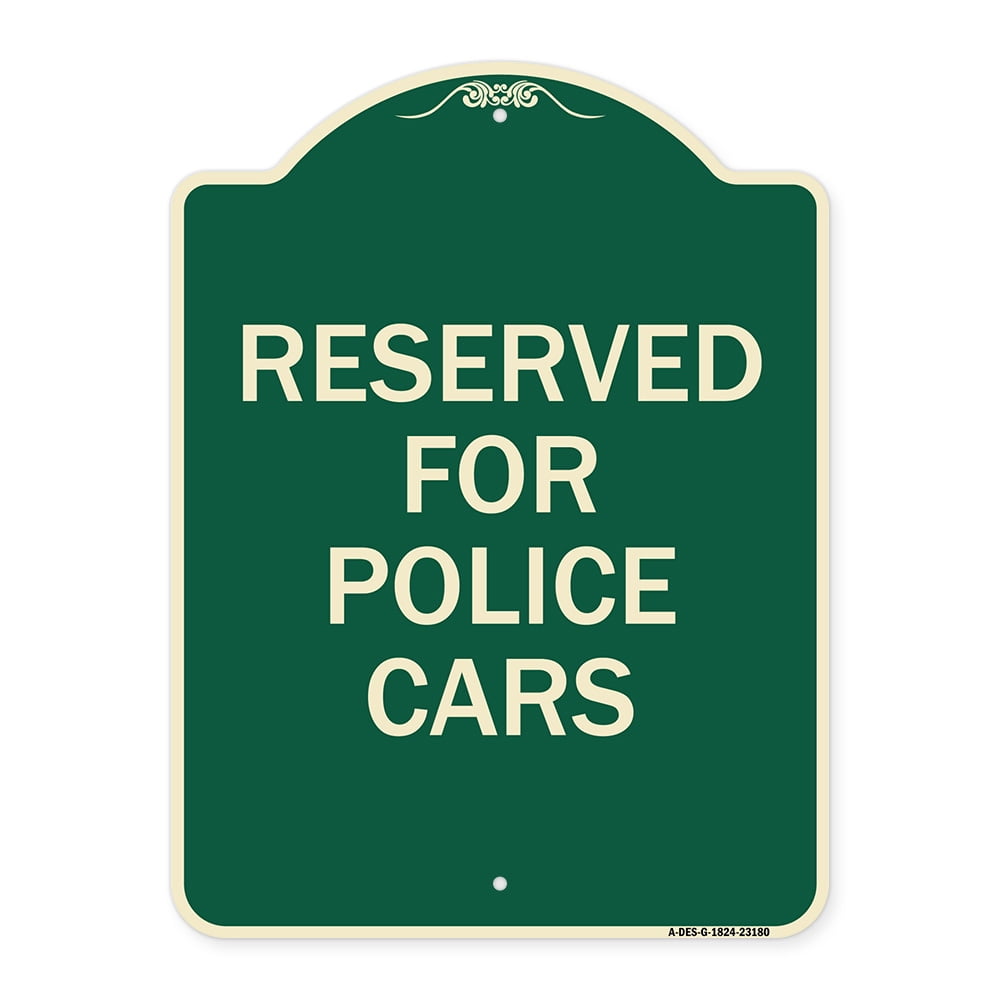 SignMission Designer Series Sign - Reserved for Police Cars | Green ...