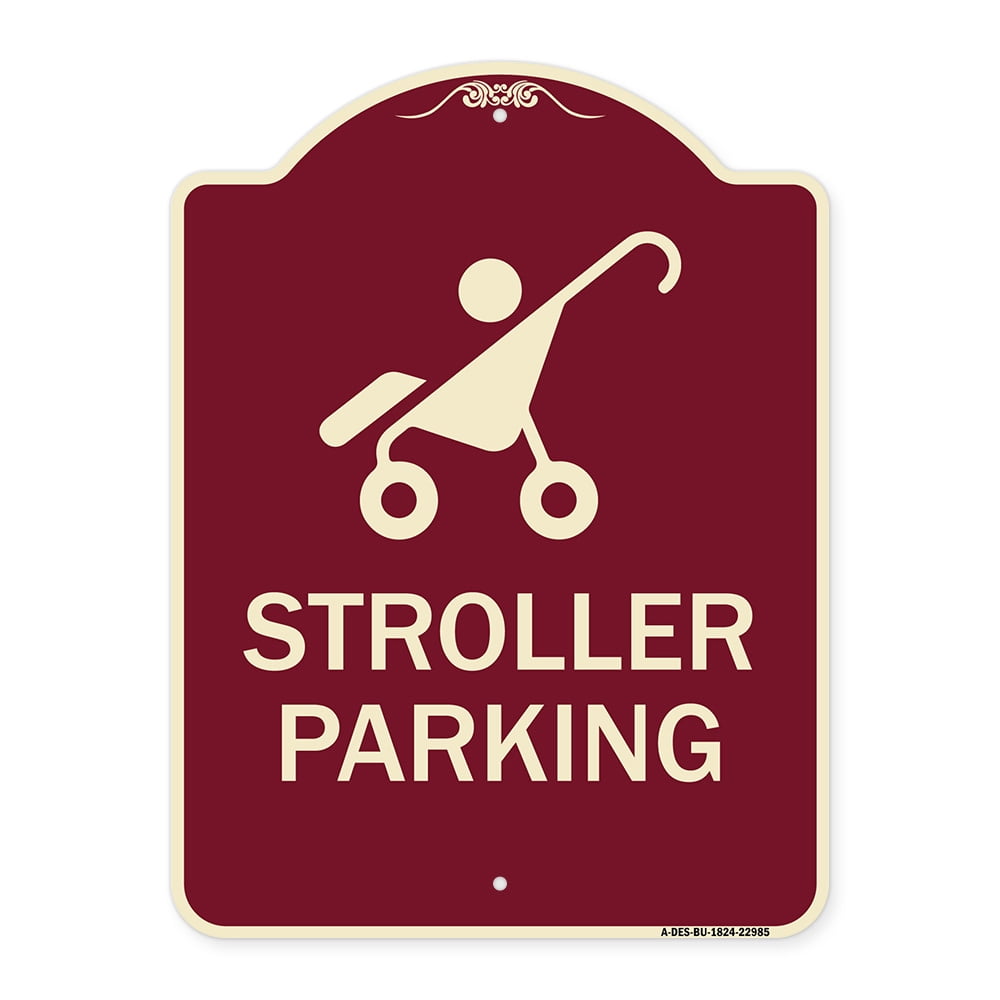SignMission Designer Series Sign - Reserved Stroller Parking (With Graphic) | Burgundy 18" x 24 ...