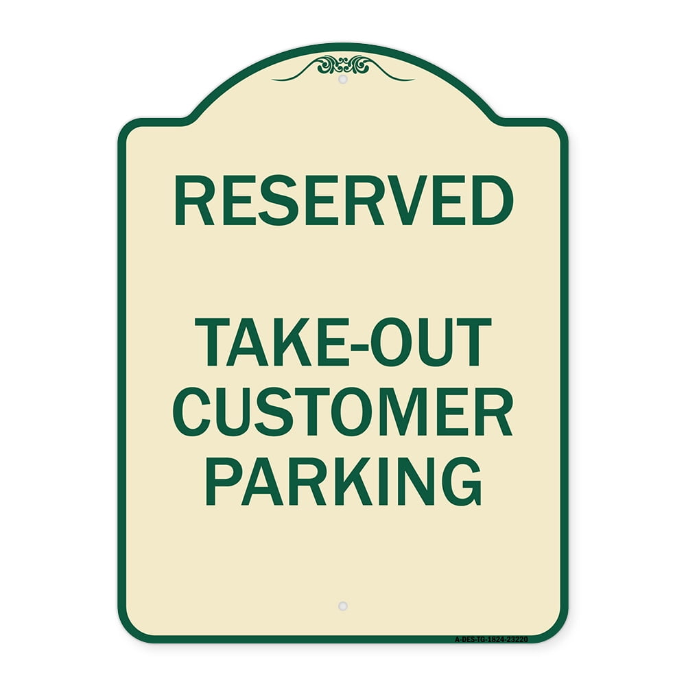 SignMission Designer Series Sign - Reserved - Take-Out Customer Parking ...