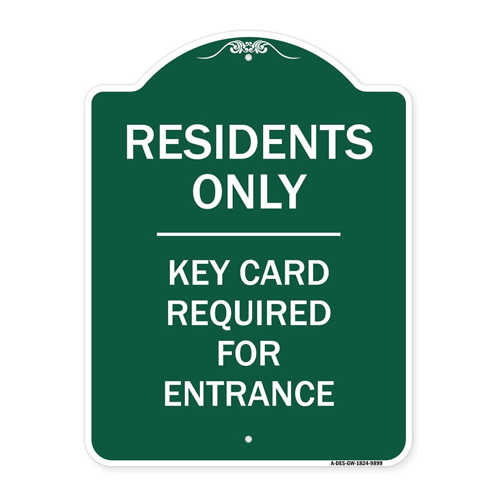SignMission Designer Series Sign - Residence-only-key Card | Green ...