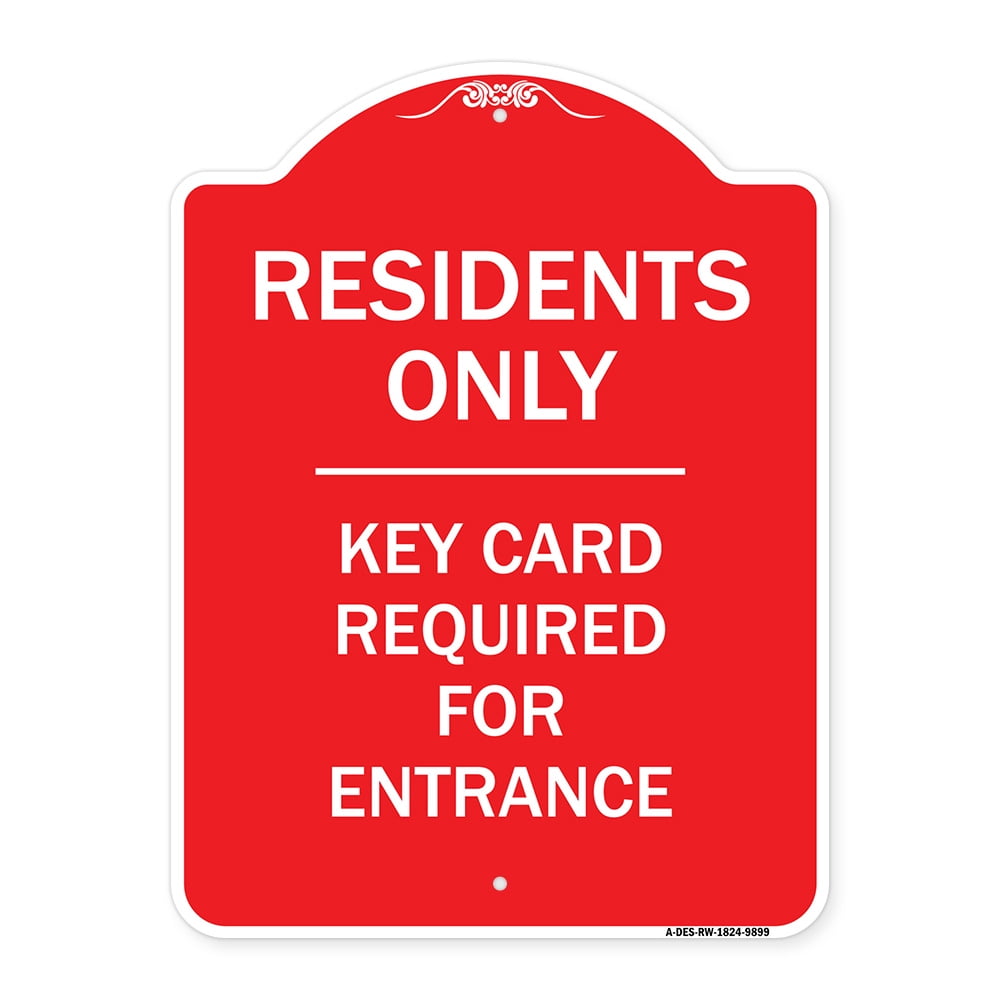 SignMission Designer Series Sign - Residence-only-key Card | Red ...