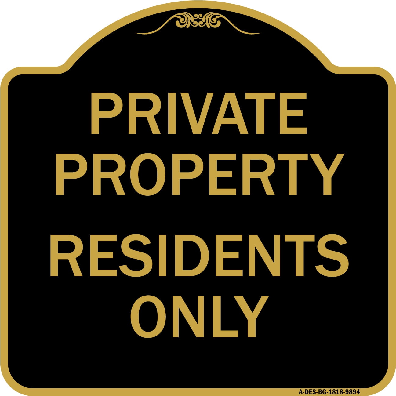 SignMission Designer Series Sign - Residents Only | Black & Gold 18" X ...