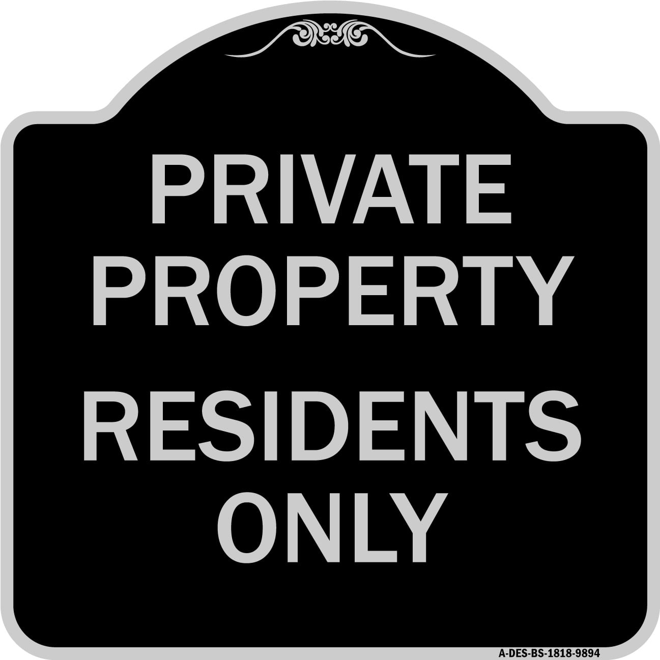 SignMission Designer Series Sign - Residents Only | Black & Silver 18 ...