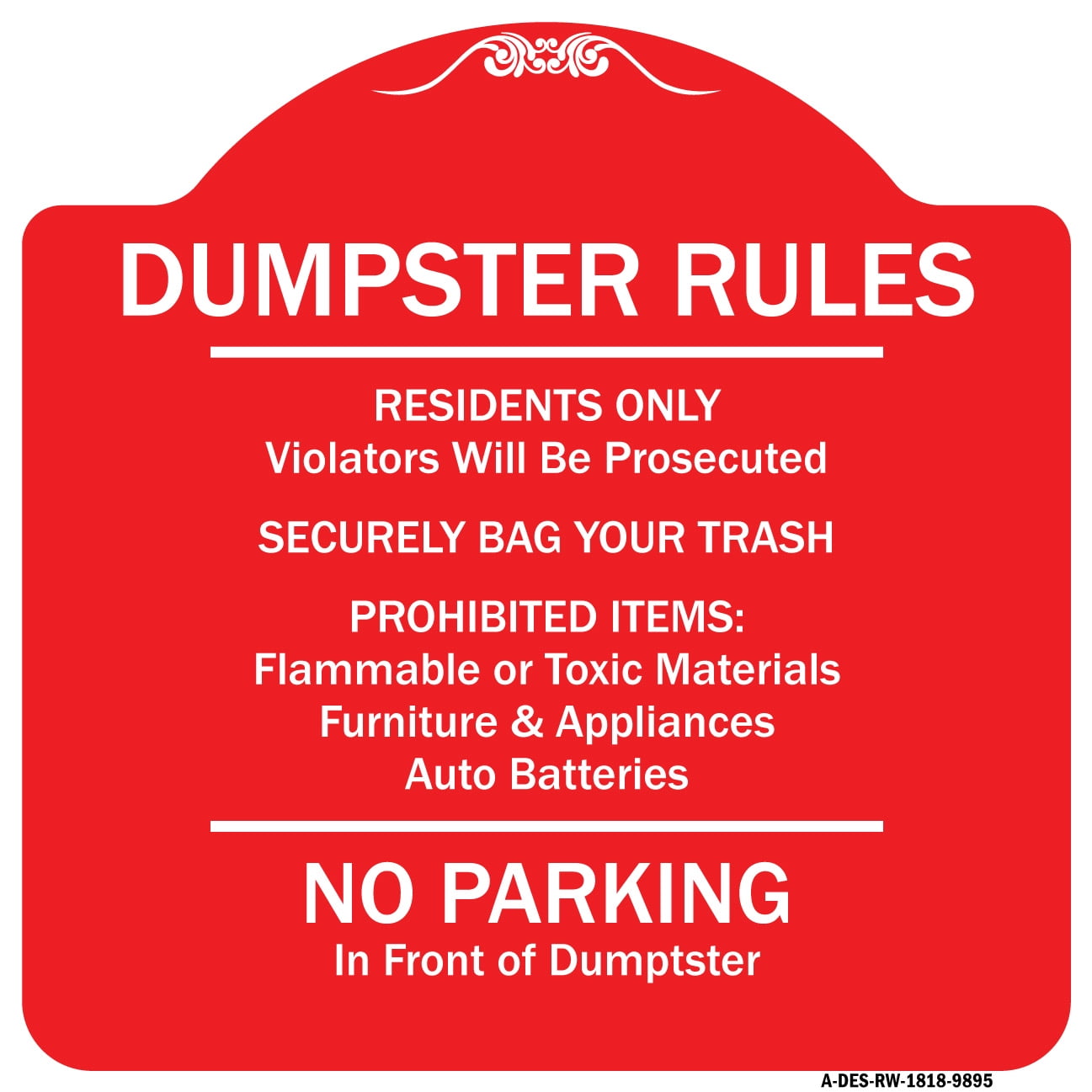 SignMission Designer Series Sign - Residents Only Violators Prosecuted ...