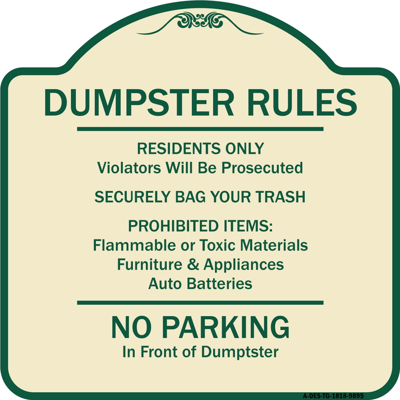SignMission Designer Series Sign - Residents Only Violators Prosecuted ...