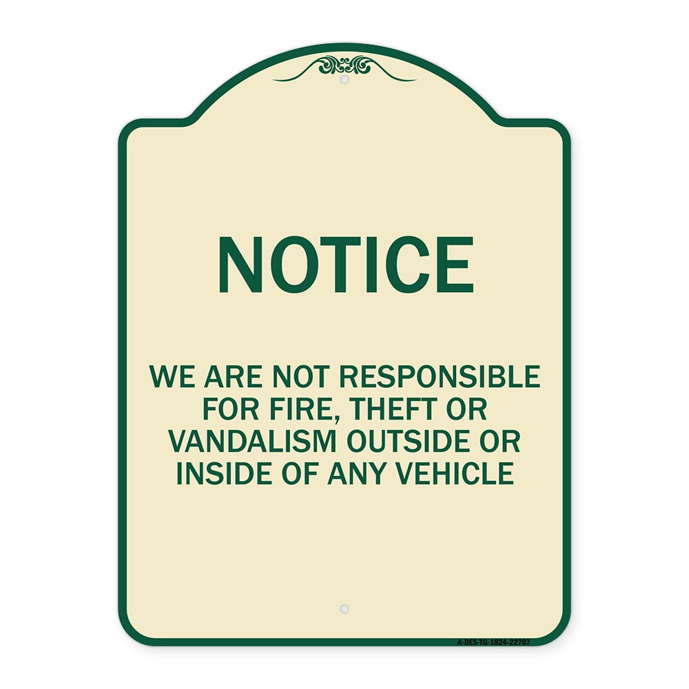 SignMission Designer Series Sign - We Are Not Responsible for Fire ...