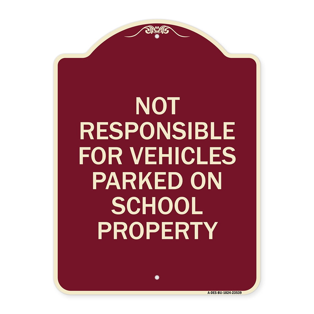 SignMission Designer Series Sign - Not Responsible for Vehicles Parked ...