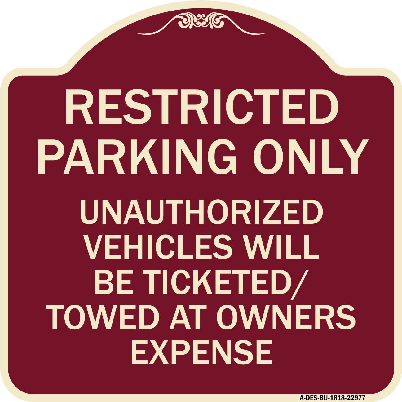 SignMission Designer Series Sign - Restricted Parking Only Unauthorized ...