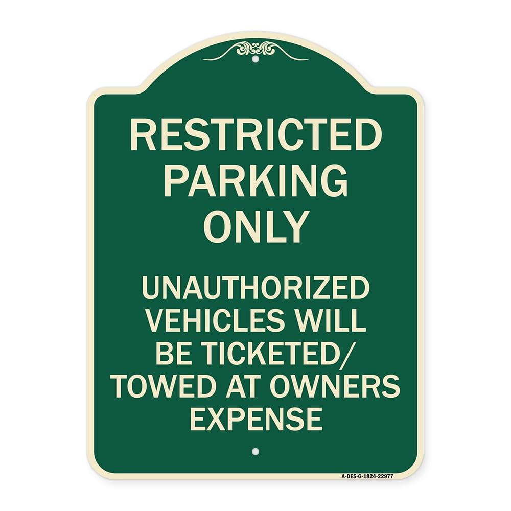 SignMission Designer Series Sign - Restricted Parking Only Unauthorized ...