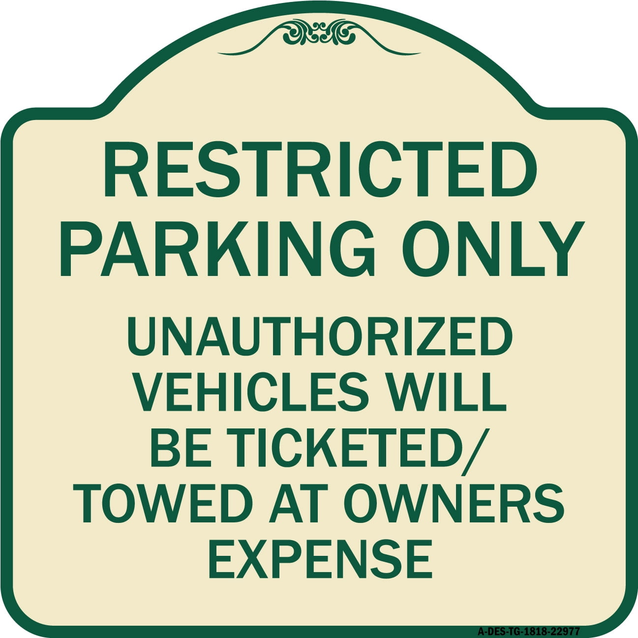SignMission Designer Series Sign - Restricted Parking Only Unauthorized ...