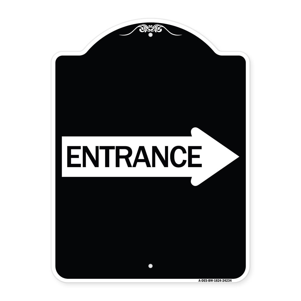 SignMission Designer Series Sign - Right Arrow Entrance | Black & White ...