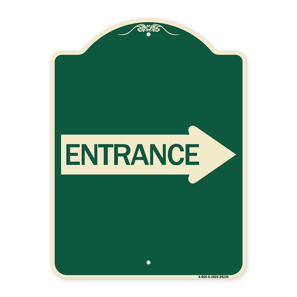 SignMission Designer Series Sign - Right Arrow Entrance | Green & Tan ...