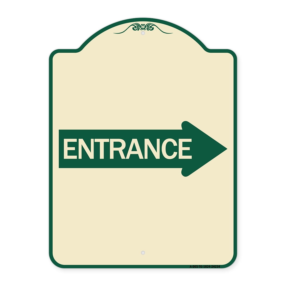 SignMission Designer Series Sign - Right Arrow Entrance | Tan & Green ...
