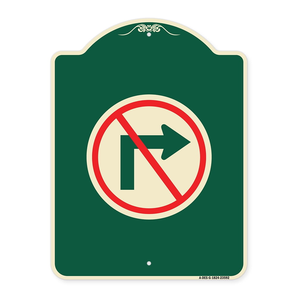 SignMission Designer Series Sign - No Right Turn (Graphic Only) | Green ...
