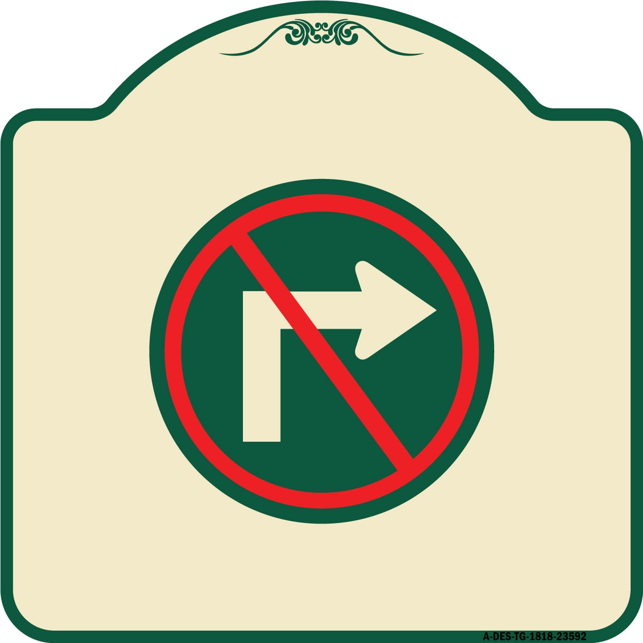 SignMission Designer Series Sign - No Right Turn (Graphic Only) | Tan ...