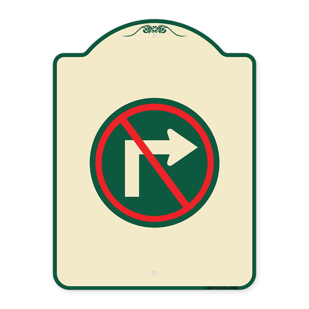 SignMission Designer Series Sign - No Right Turn (Graphic Only) | Tan ...