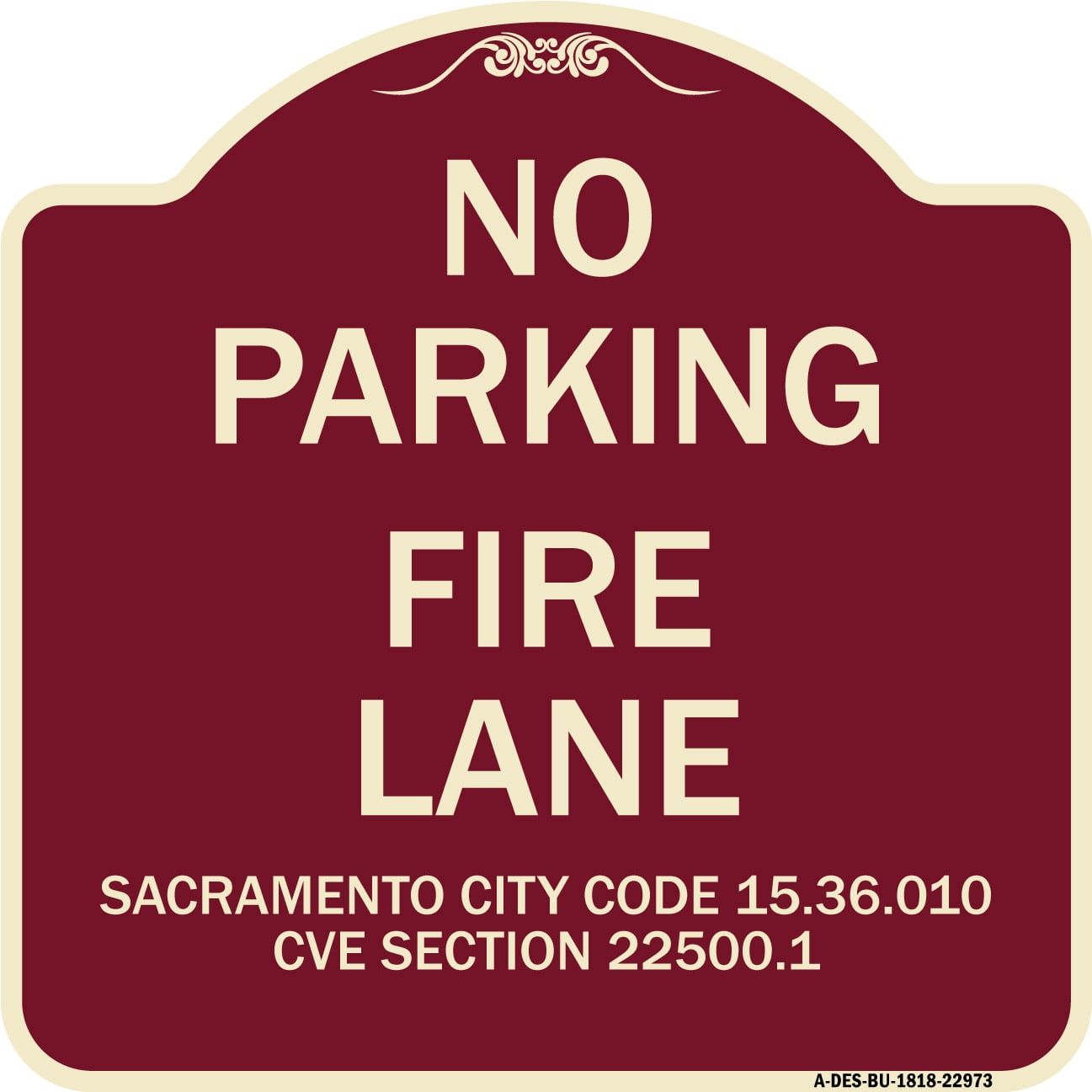 SignMission Designer Series Sign - Sacramento No Parking Fire Lane Sign ...
