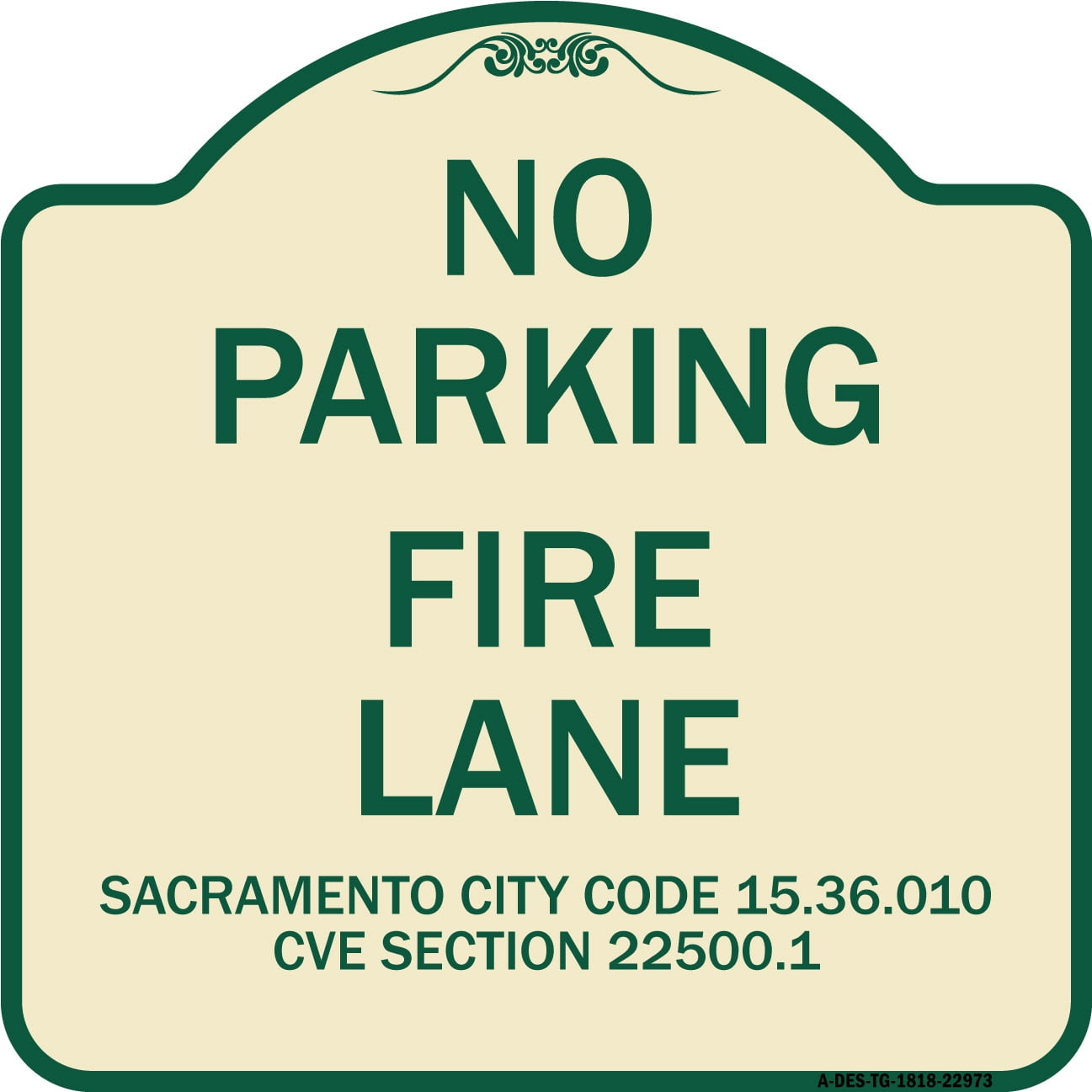 SignMission Designer Series Sign - Sacramento No Parking Fire Lane Sign ...