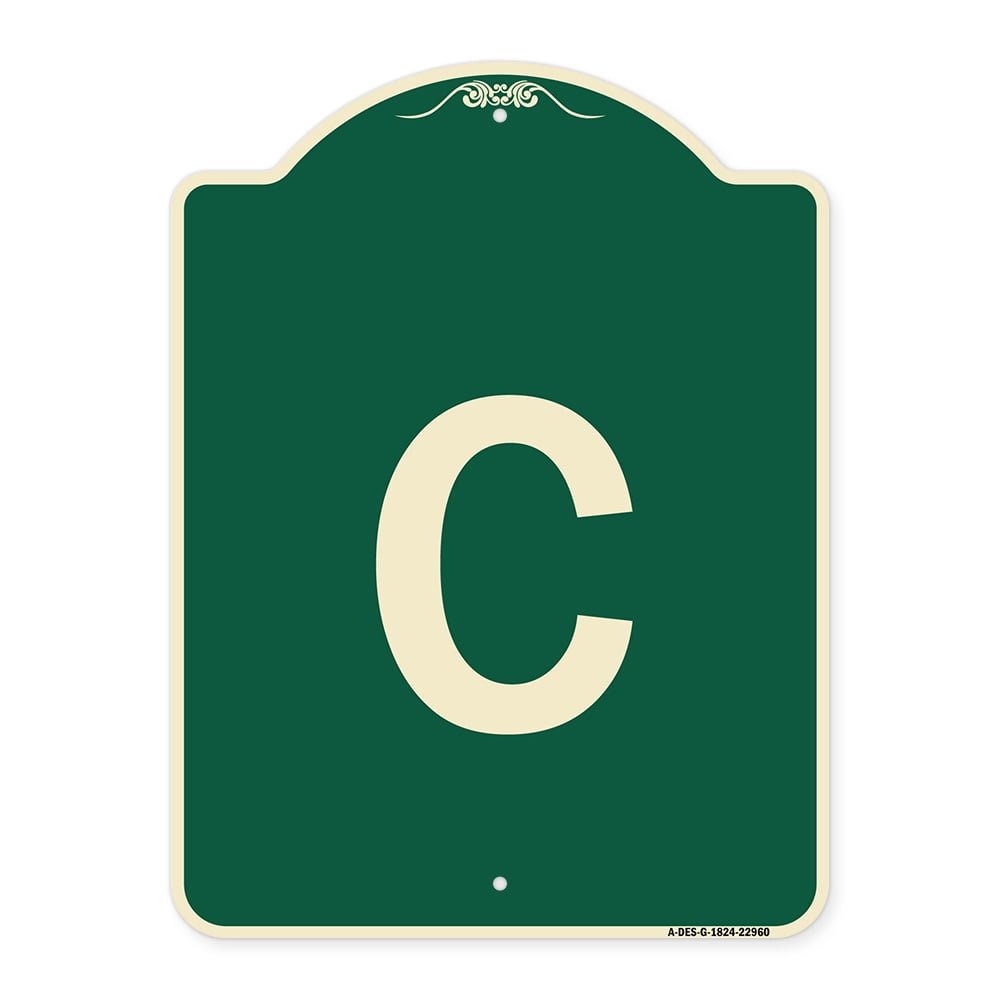 SignMission Designer Series Sign - Sign with Letter C | Green & Tan 18 ...