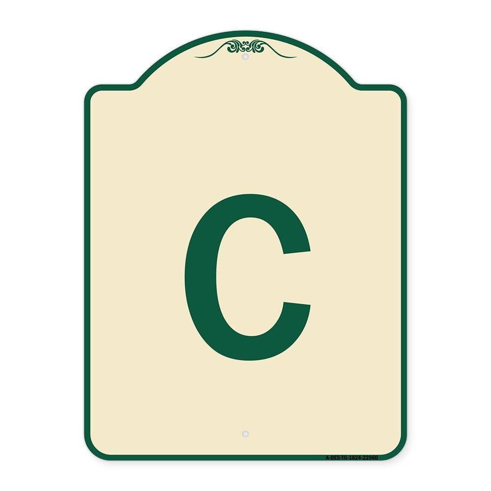 SignMission Designer Series Sign - Sign with Letter C | Tan & Green 18 ...